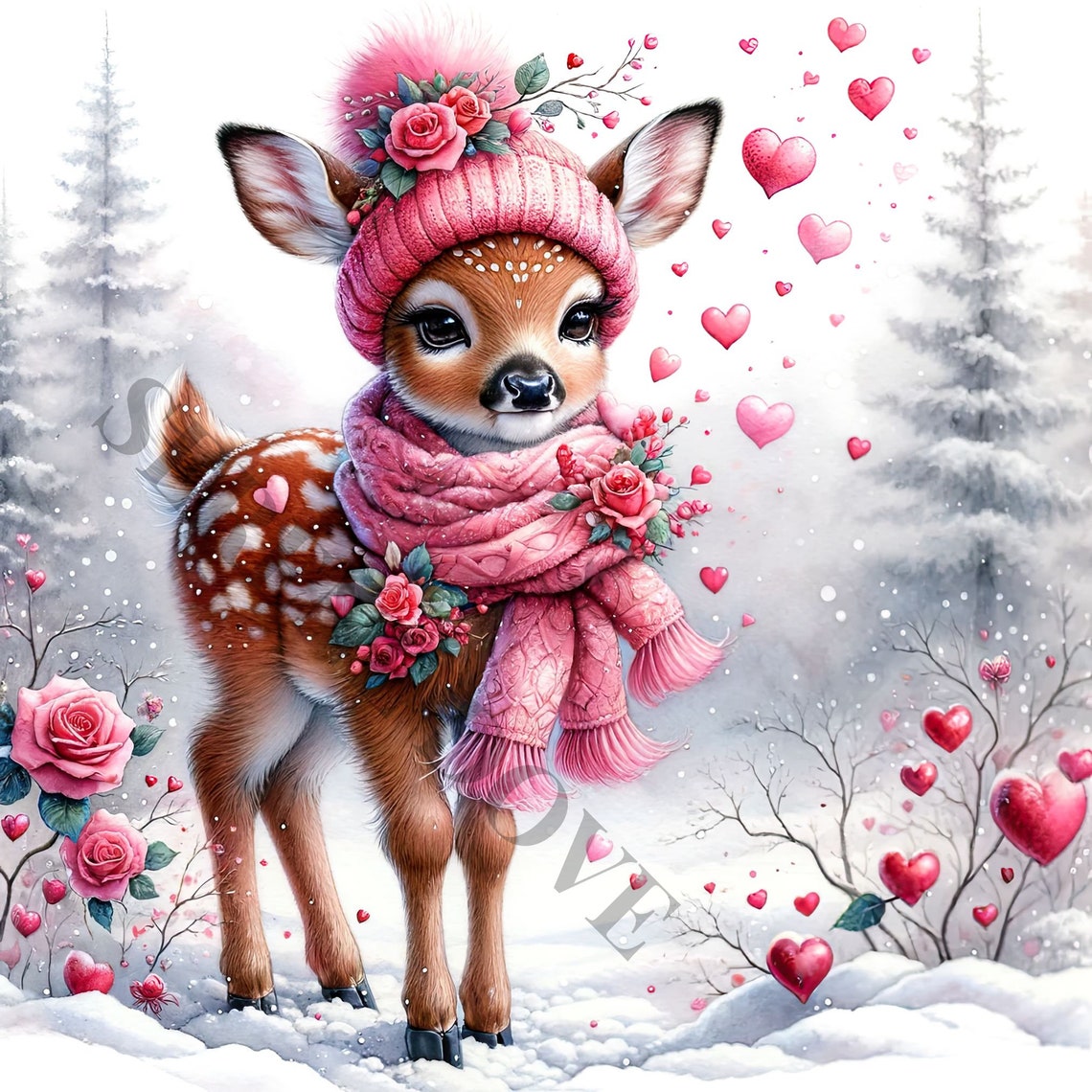 Cute Pink Fawn Clipart - 12 High Quality Pngs, Memory Book, Junk ...
