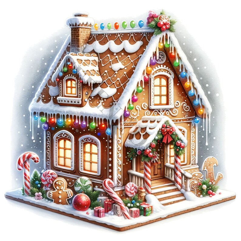 Gingerbread House Clipart - 12 High Quality Pngs, Digital Download ...
