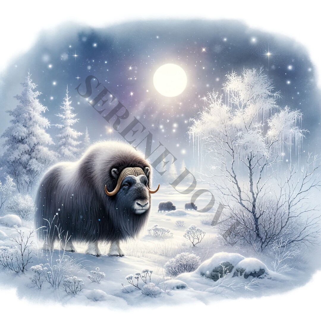 Winter Musk Oxen Clipart - 12 High Quality Pngs, Digital Download, Card ...