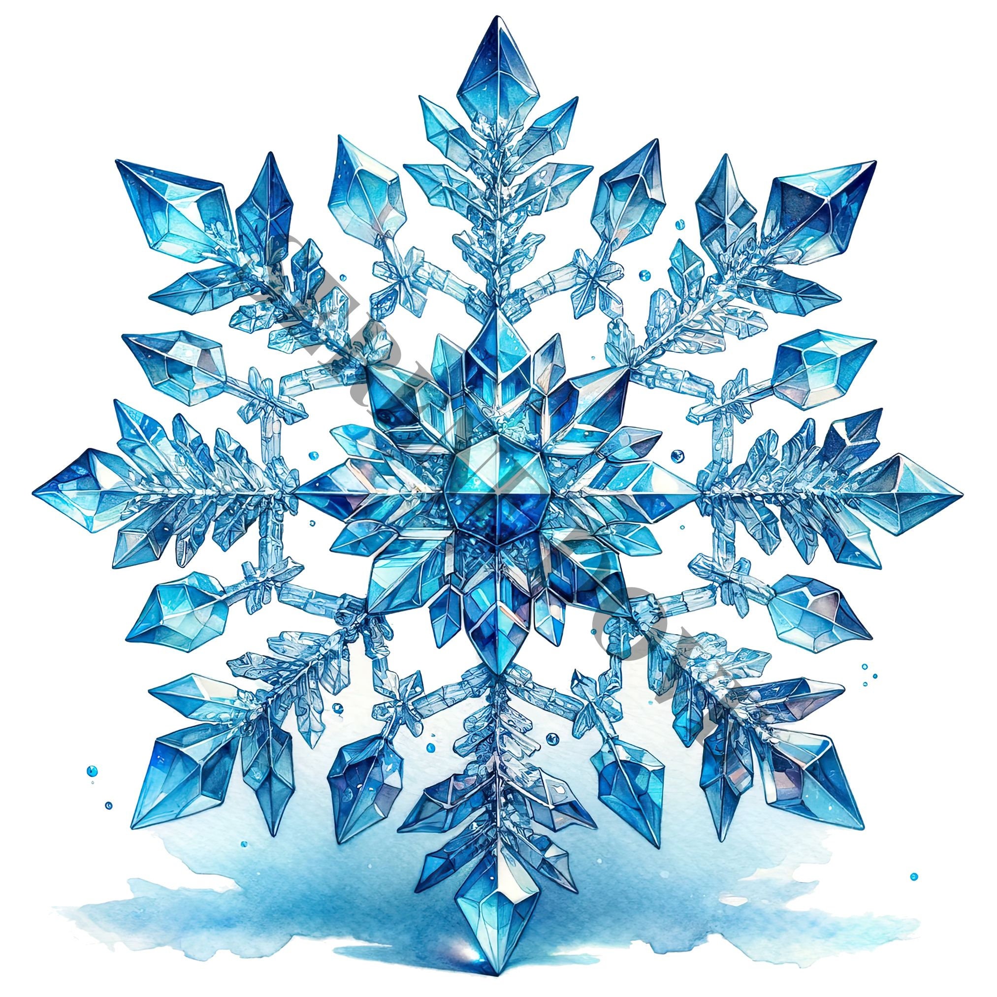 Watercolor Snowflake Clipart 14 High Quality Pngs Memory - Etsy