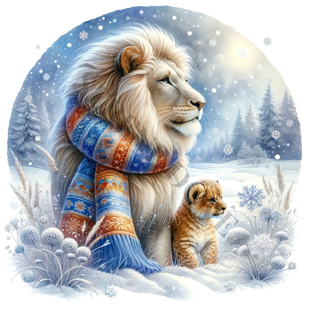 Winter Lion Clipart - 13 High Quality Pngs, Memory Books, Junk Journals ...