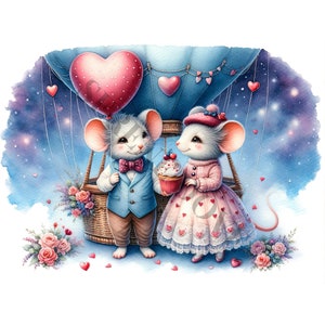 Loving Mouse Couple Clipart - 15 High Quality Pngs, Memory Book, Junk ...