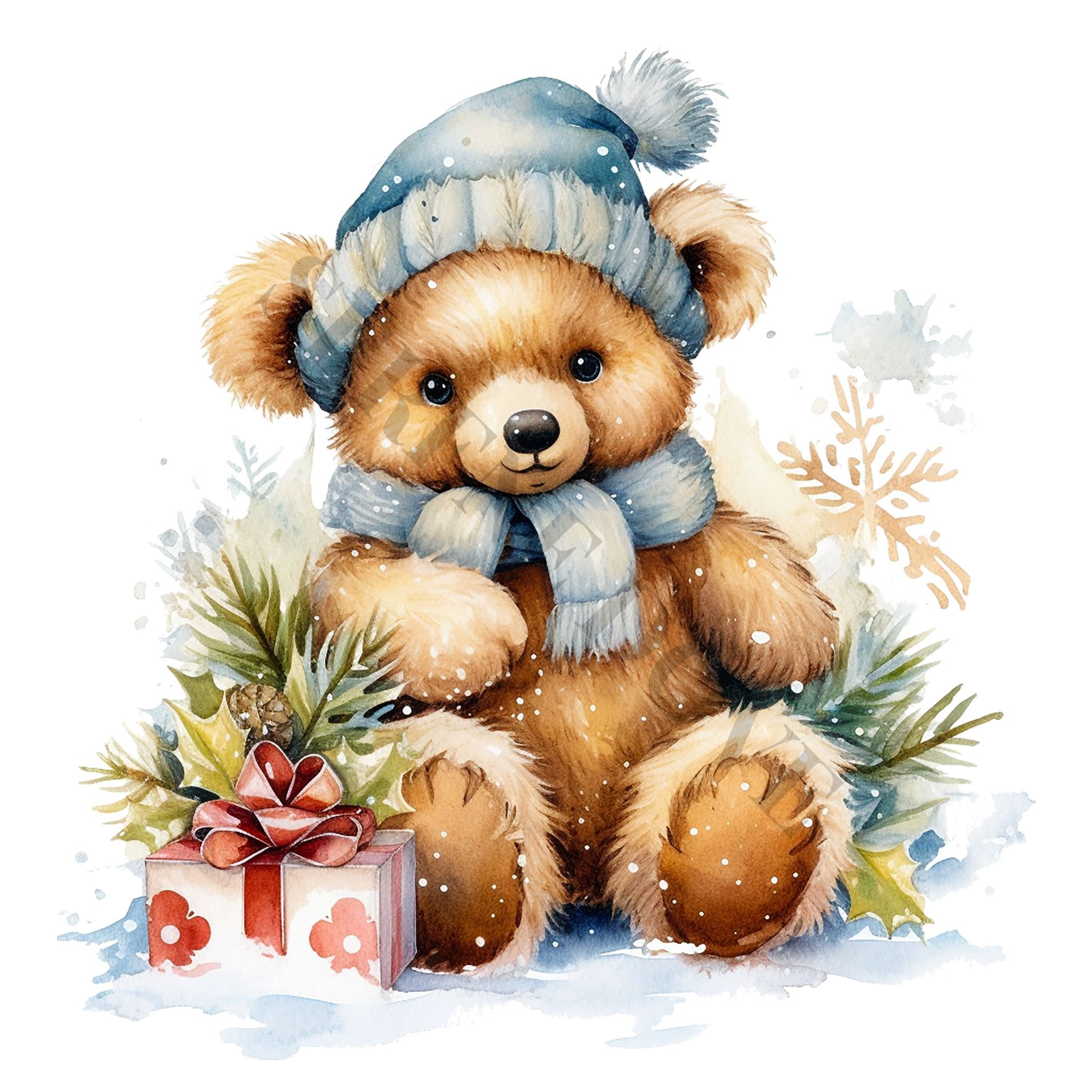 Christmas Teddy Bear Clipart 12 High Quality Pngs Memory - Etsy