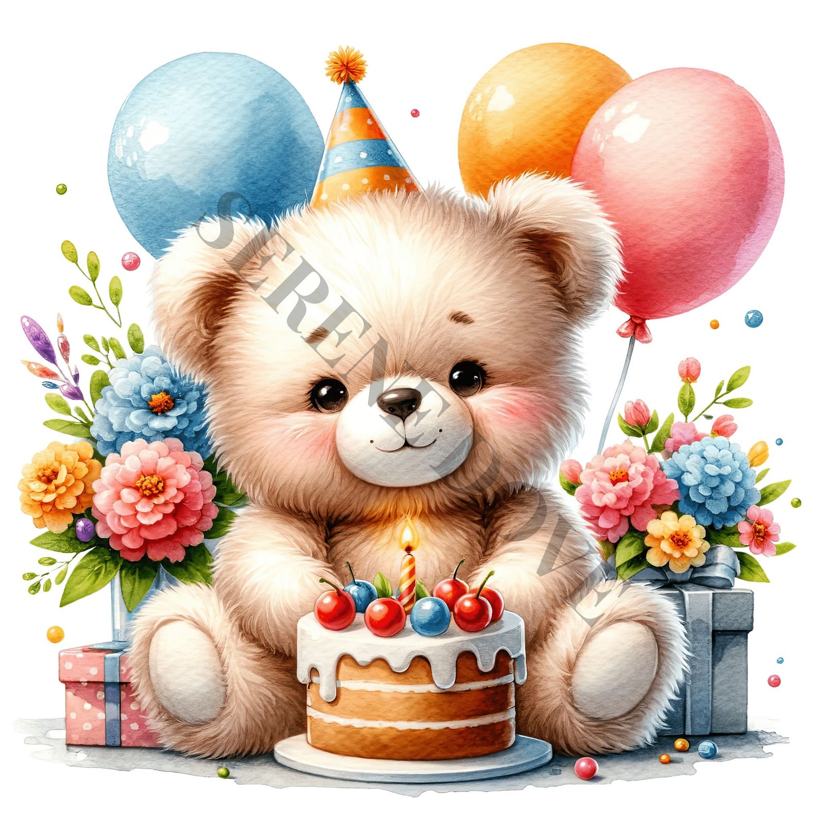 Birthday Teddy Bear Clipart 14 High Quality Pngs Memory - Etsy