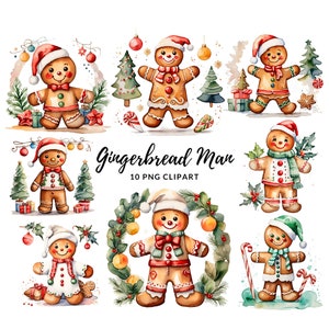Gingerbread Man Clipart - 10 High Quality Pngs, Digital Download, Card ...