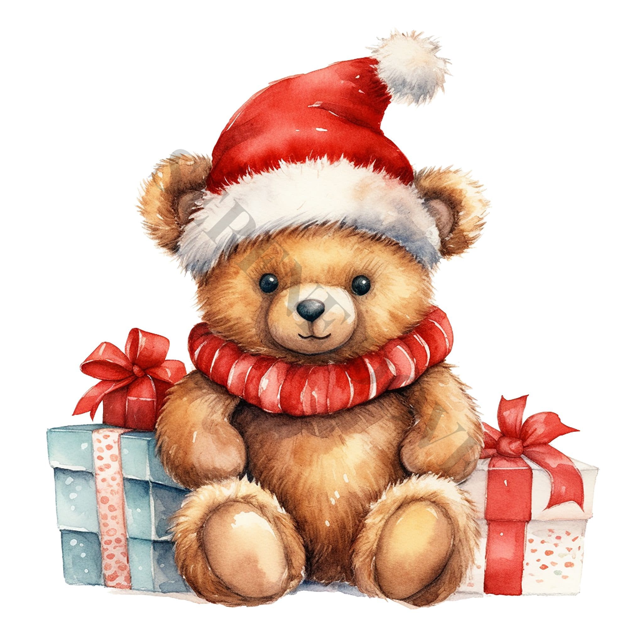 Christmas Teddy Bear Clipart - 12 High Quality Pngs, Memory Book, Junk ...
