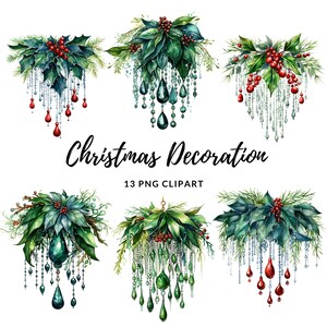 Christmas Decoration Clipart - 13 High Quality Pngs, Digital Paper ...