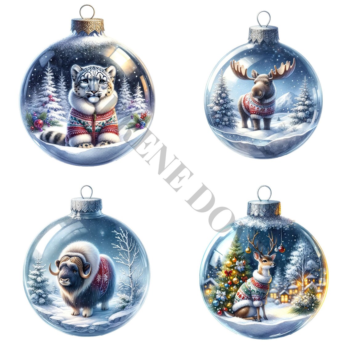 Winter Animals Bauble Clipart - 20 High Quality Pngs, Memory Book, Junk ...