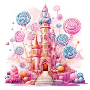 Candyland Castle Clipart - 12 High Quality Pngs, Digital Paper Crafting ...