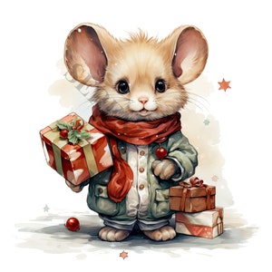 Christmas Mouse Clipart - 12 High Quality Pngs, Digital Paper Crafting ...