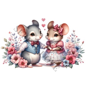 Loving Mouse Couple Clipart - 15 High Quality Pngs, Memory Book, Junk ...