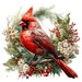 Christmas Red Cardinal Wreath Clipart - 12 High Quality Pngs, Memory ...