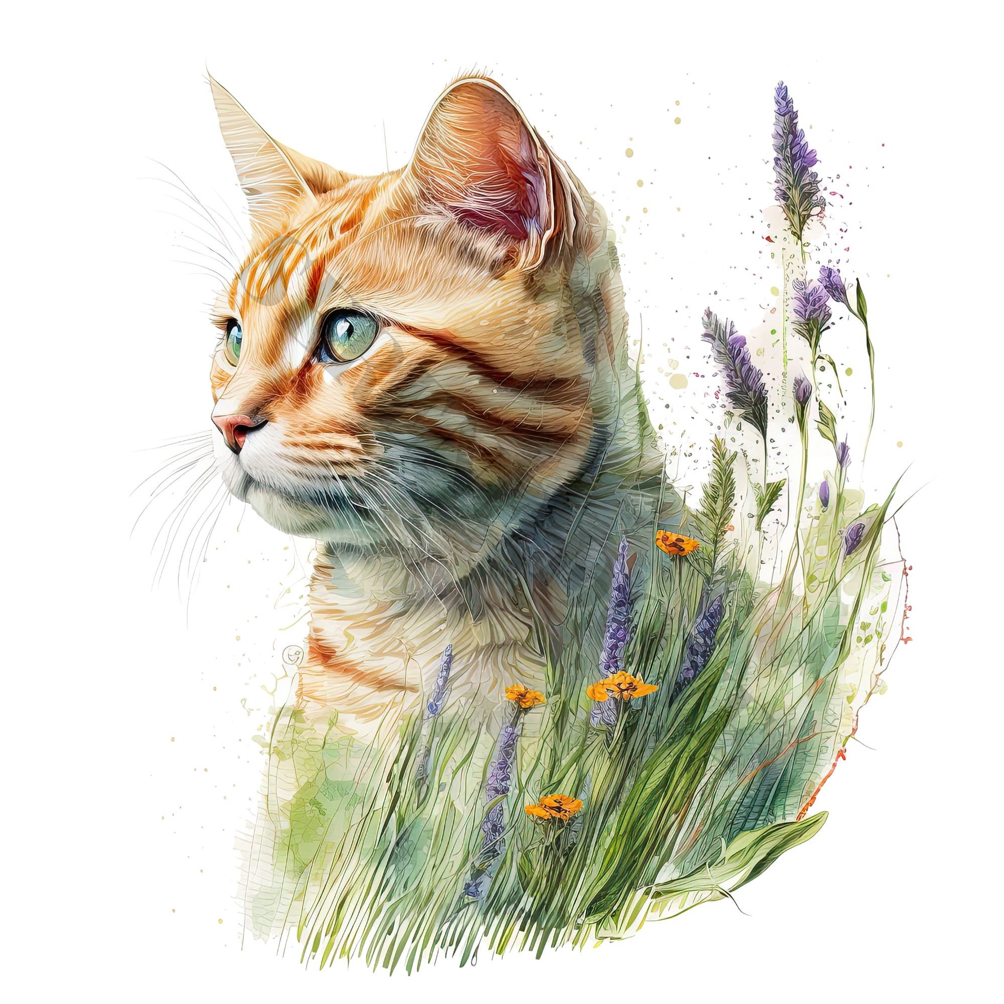 Ginger Tabby in a Meadow Clipart 12 High Quality Pngs - Etsy