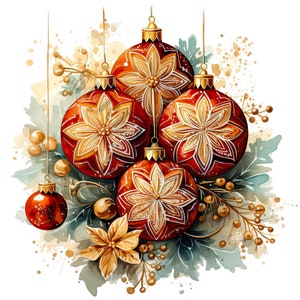 Christmas Decorations Clipart - 12 High Quality Pngs, Digital Paper ...