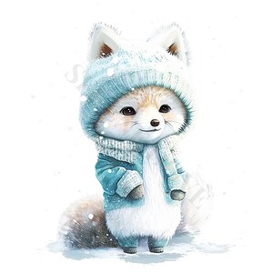 Cute Winter Fox Clipart - 12 High Quality Pngs, Digital Paper Crafting ...
