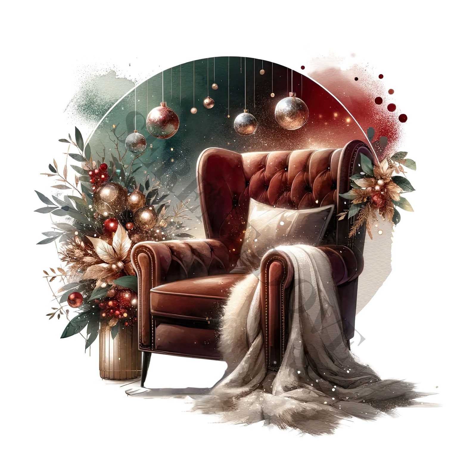 Christmas Armchair Clipart 12 High Quality Pngs Memory - Etsy