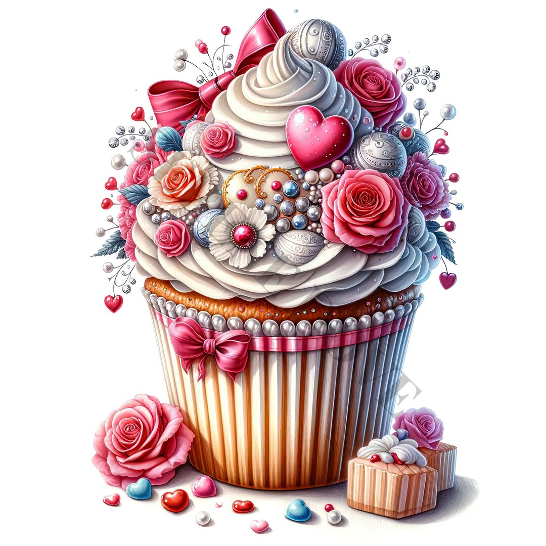 Valentines Love Cupcake Clipart - 12 High Quality Pngs, Memory Book ...