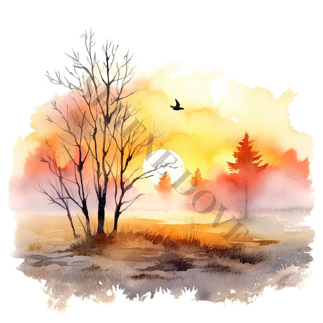 Misty Sunrise Clipart - 12 High Quality Jpgs, Digital Paper Crafting ...