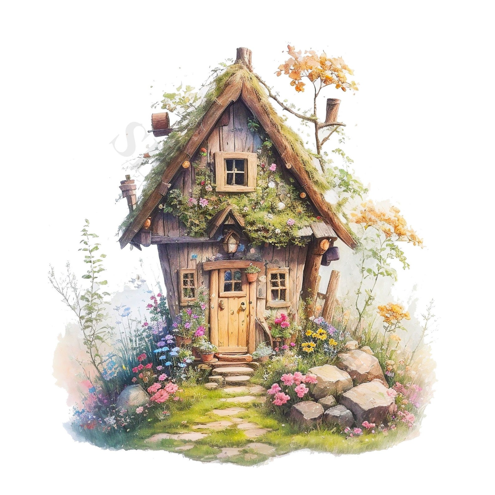 Tiny Fairy House Clipart - Card Making, PNG, Clip Art, Junk Journal ...