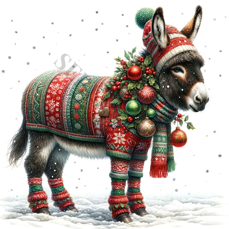 Christmas Animals Set 2 Clipart - 12 High Quality PNG/JPG, Digital ...