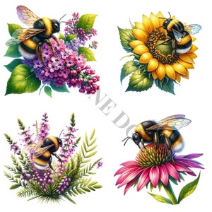 Bumblebee on Flower Clipart - 17 High Quality Pngs, Memory Book, Junk ...