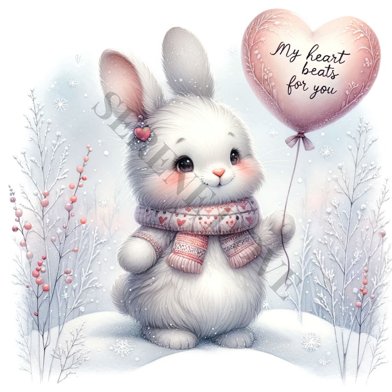 Valentines Bunny Clipart - 12 High Quality Pngs, Junk Journals ...