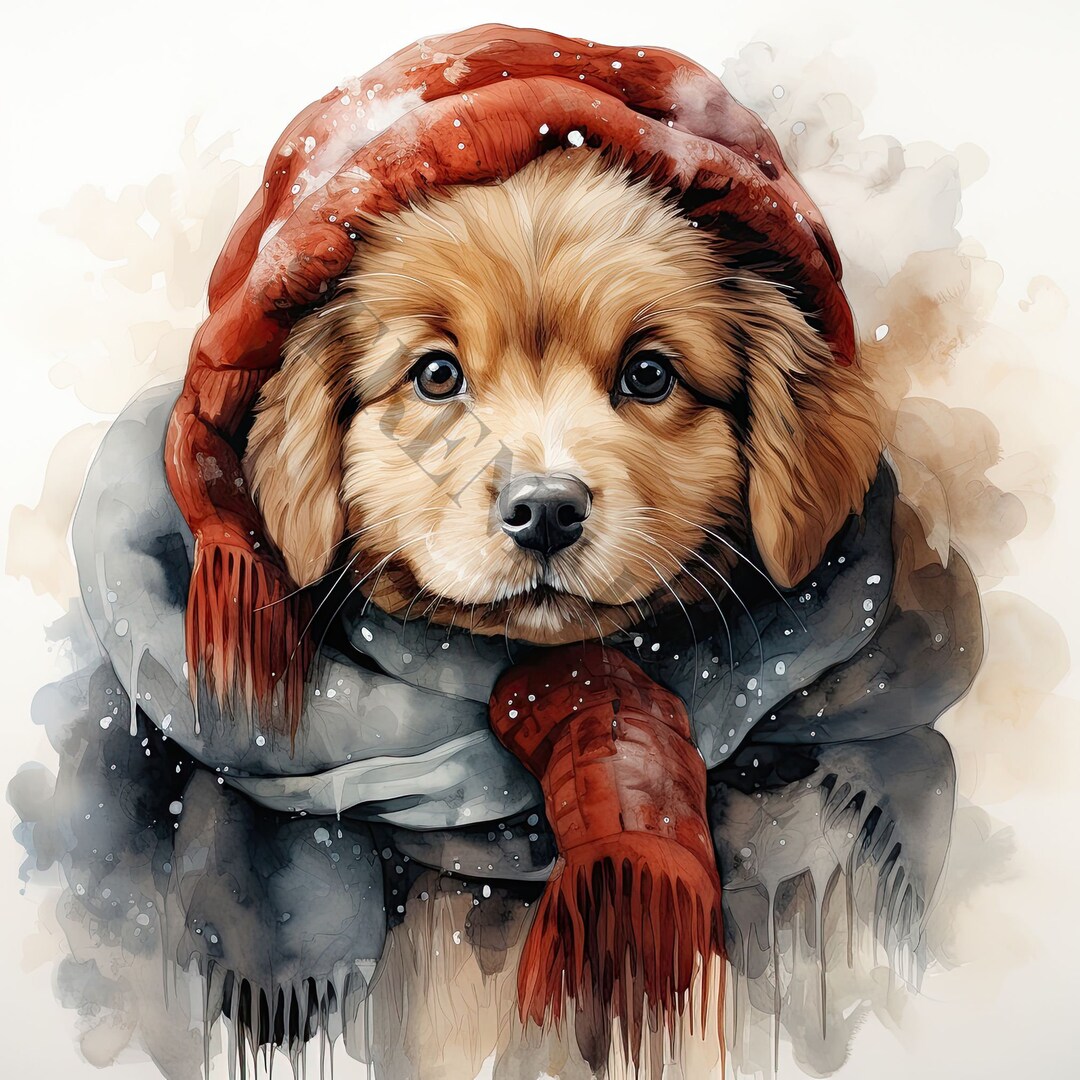 Winter Puppies Clipart - 12 High Quality Jpgs, Digital Paper Crafting ...