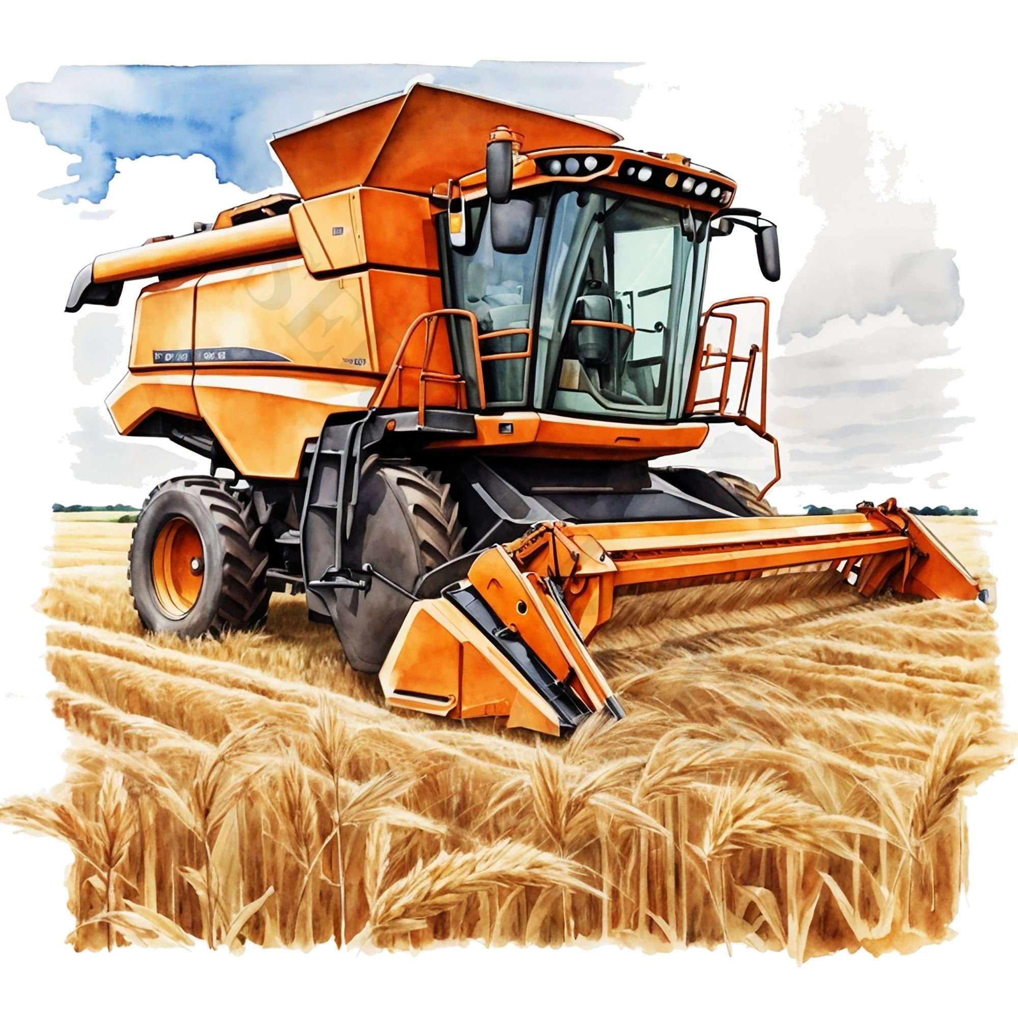 Combine Harvester Clipart - 12 High Quality Pngs, Digital Download ...