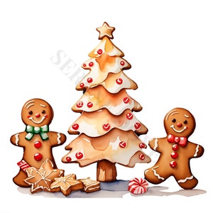 Gingerbread Christmas Tree Clipart - 12 High Quality Pngs, Digital ...
