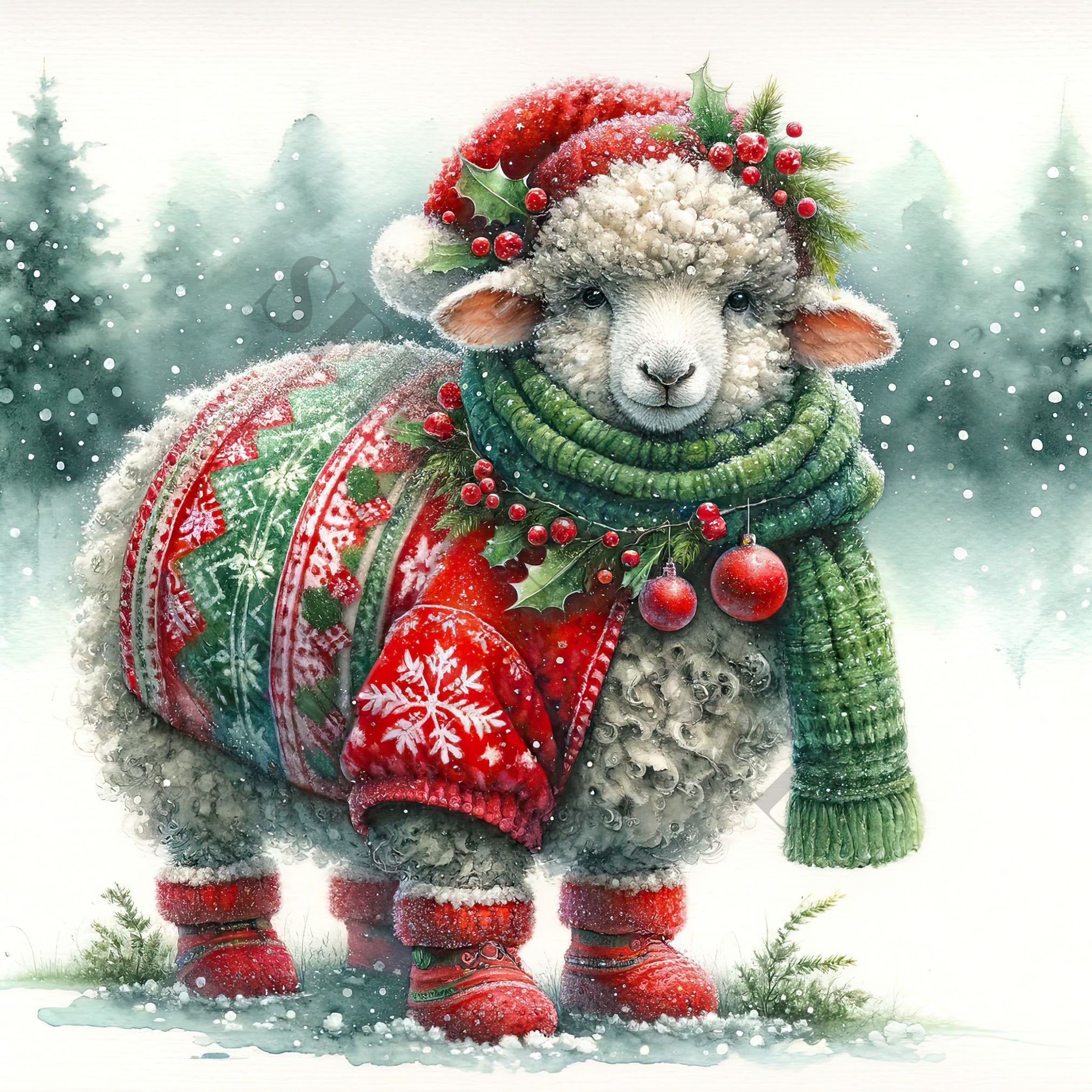 Ensemble 2 animaux de Noël Clipart - 12 PNG/JPG de haute qualité ...