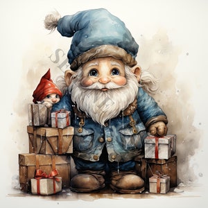 Christmas Gnomes Clipart - 12 High Quality Pngs and Jpgs, Digital Paper ...