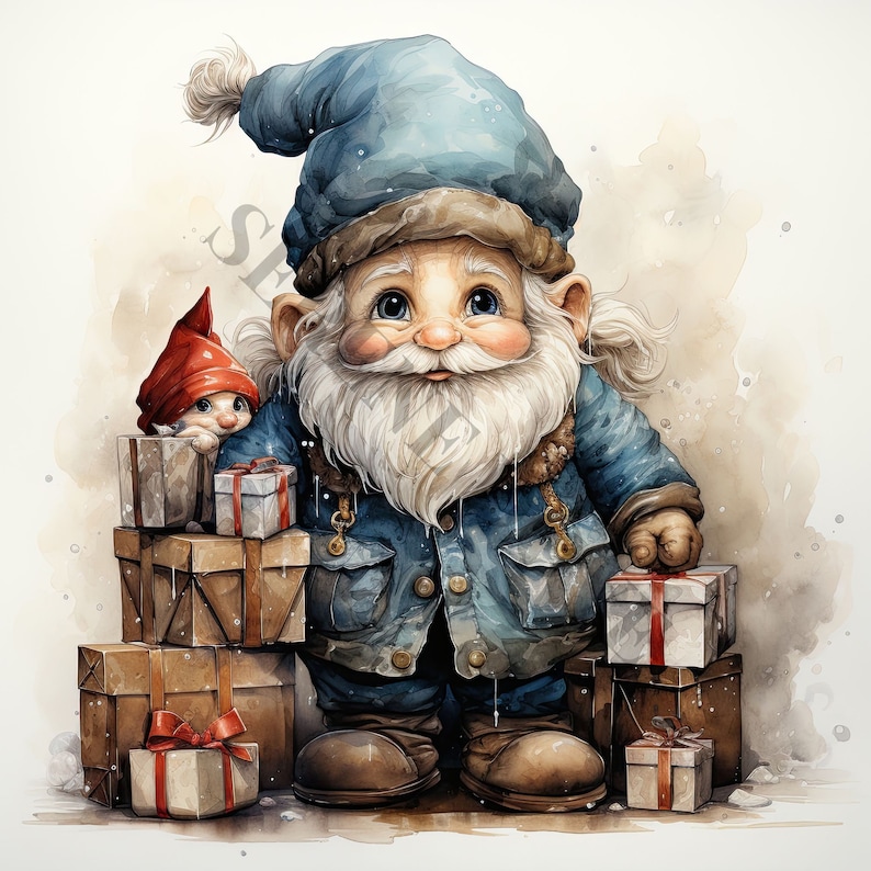 Christmas Gnomes Clipart - 12 High Quality Pngs and Jpgs, Digital Paper ...