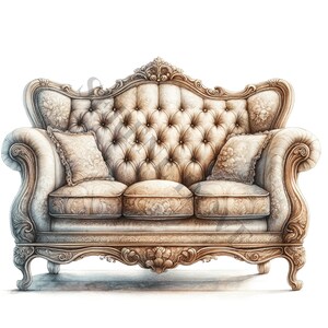 Antique Velvet Sofa Clipart - 12 High Quality Pngs, Memory Book, Junk ...