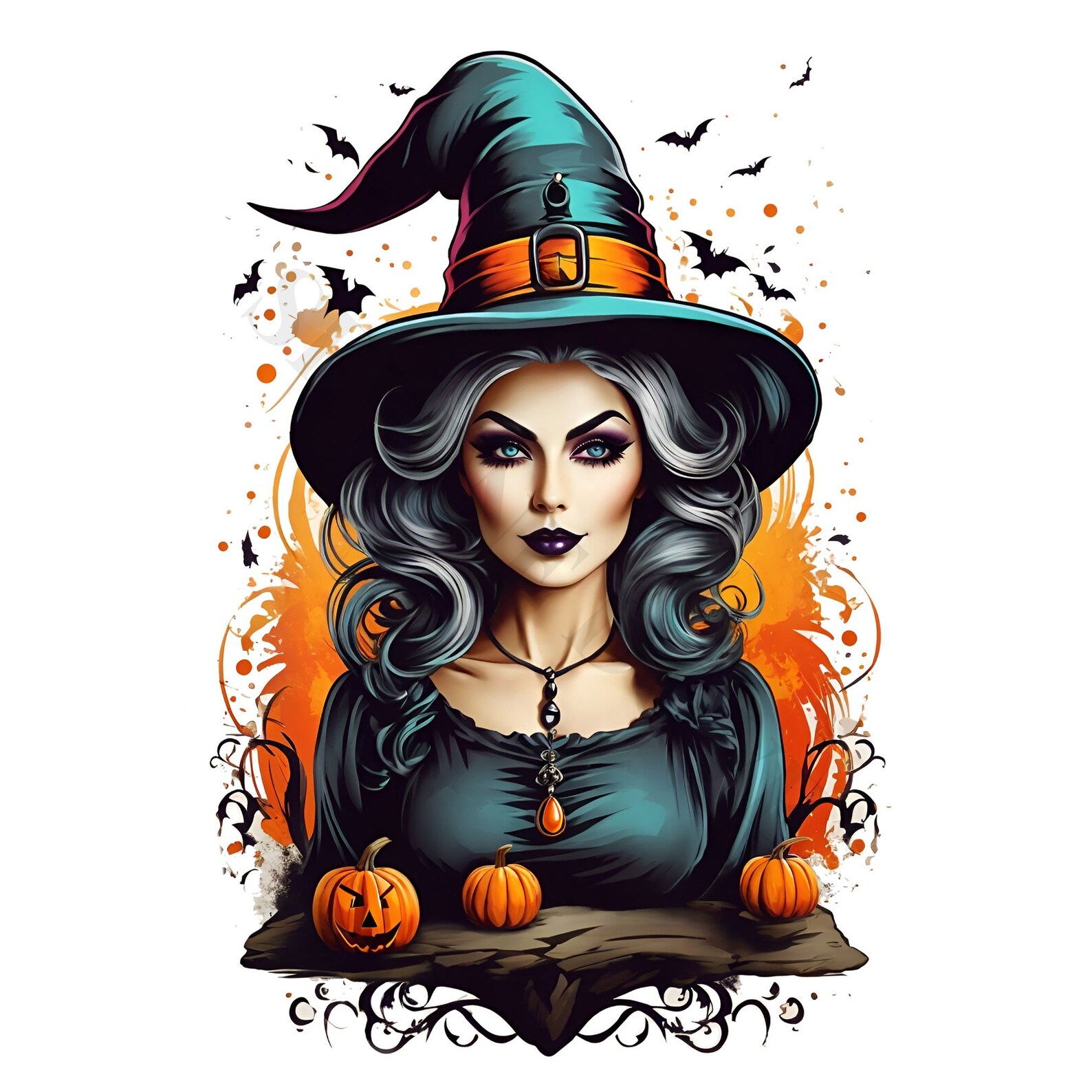 Watercolor Halloween Witch Clipart – 12 PNG Images (digital Download ...