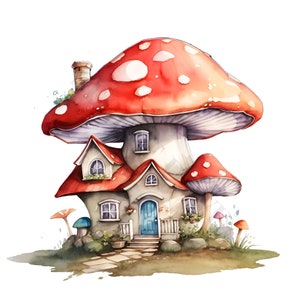 Toadstool House Clipart - 10 High Quality Pngs, Digital Download, Card ...