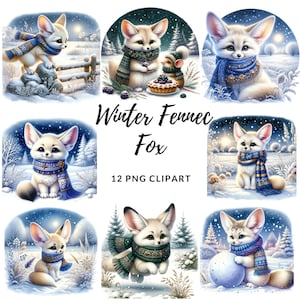Winter Fennec Fox Clipart - 12 High Quality Pngs, Digital Download ...