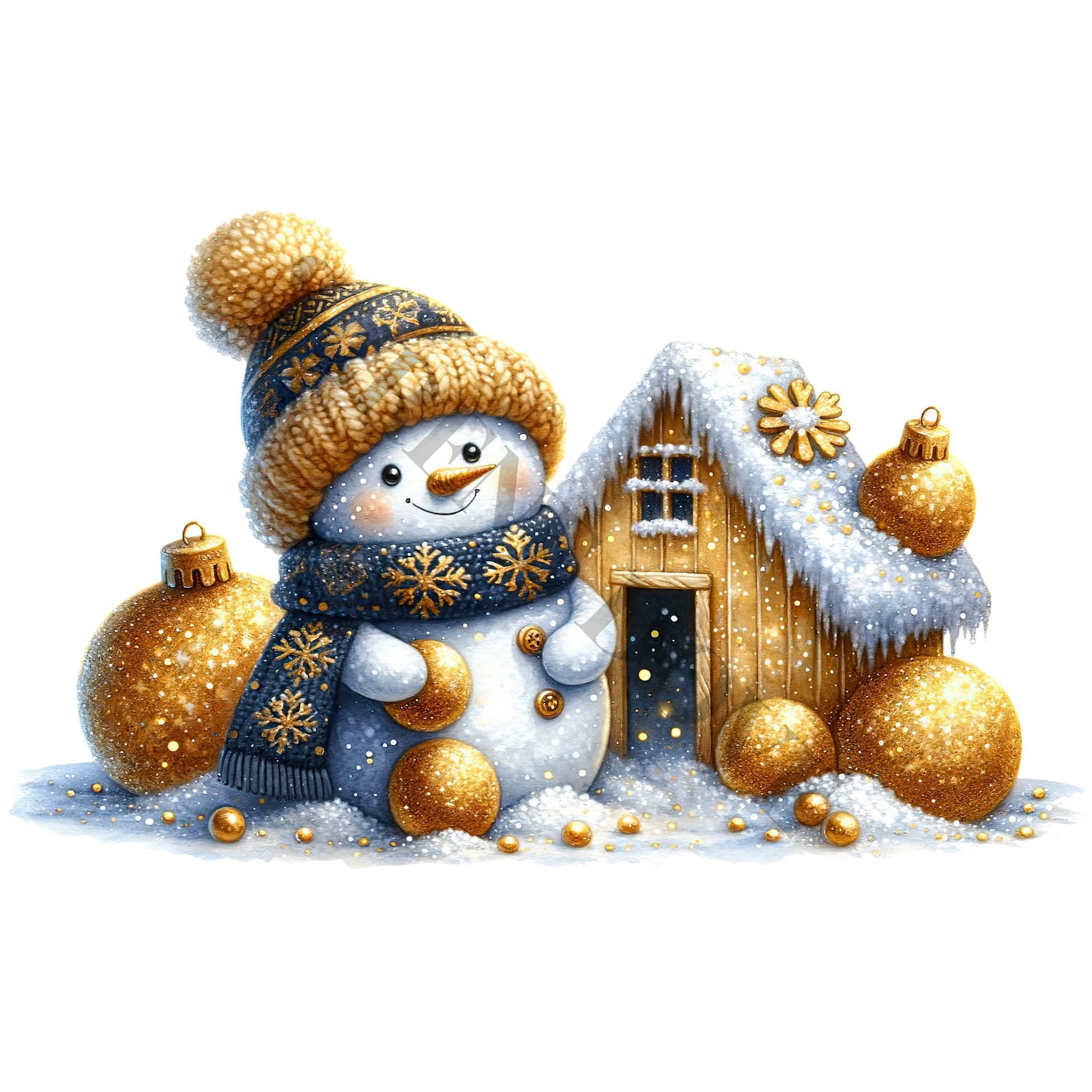 Golden Snowman Clipart - 18 High Quality Pngs, Memory Book, Junk ...
