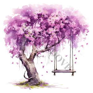 Spring Tree Swing Clipart - 14 High Quality Pngs, Digital Planner, Junk ...