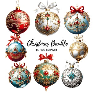 Christmas Baubles Clipart Set 1 - 15 High Quality Pngs, Memory Books ...