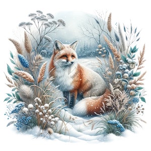 Winter Fox Clipart - 15 High Quality Pngs, Digital Download, Card ...