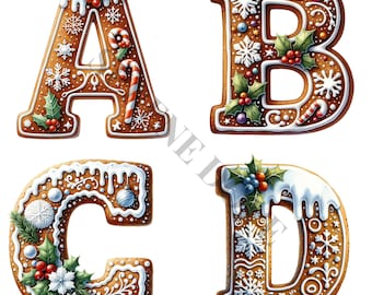 Christmas Alphabet & Number Clipart - 36 High Quality Pngs, Memory ...