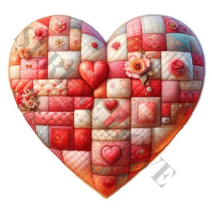 Patchwork Hearts Clipart - 12 High Quality Pngs, Memory Book, Junk ...