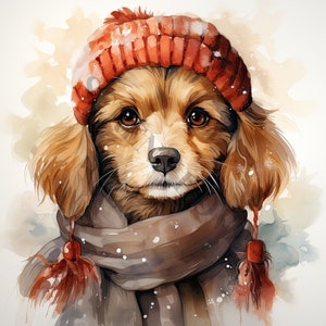 Winter Puppies Clipart - 12 High Quality Jpgs, Digital Paper Crafting ...