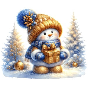 Golden Snowman Clipart - 18 High Quality Pngs, Memory Book, Junk ...