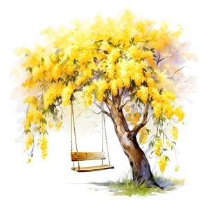 Spring Tree Swing Clipart - 14 High Quality Pngs, Digital Planner, Junk ...