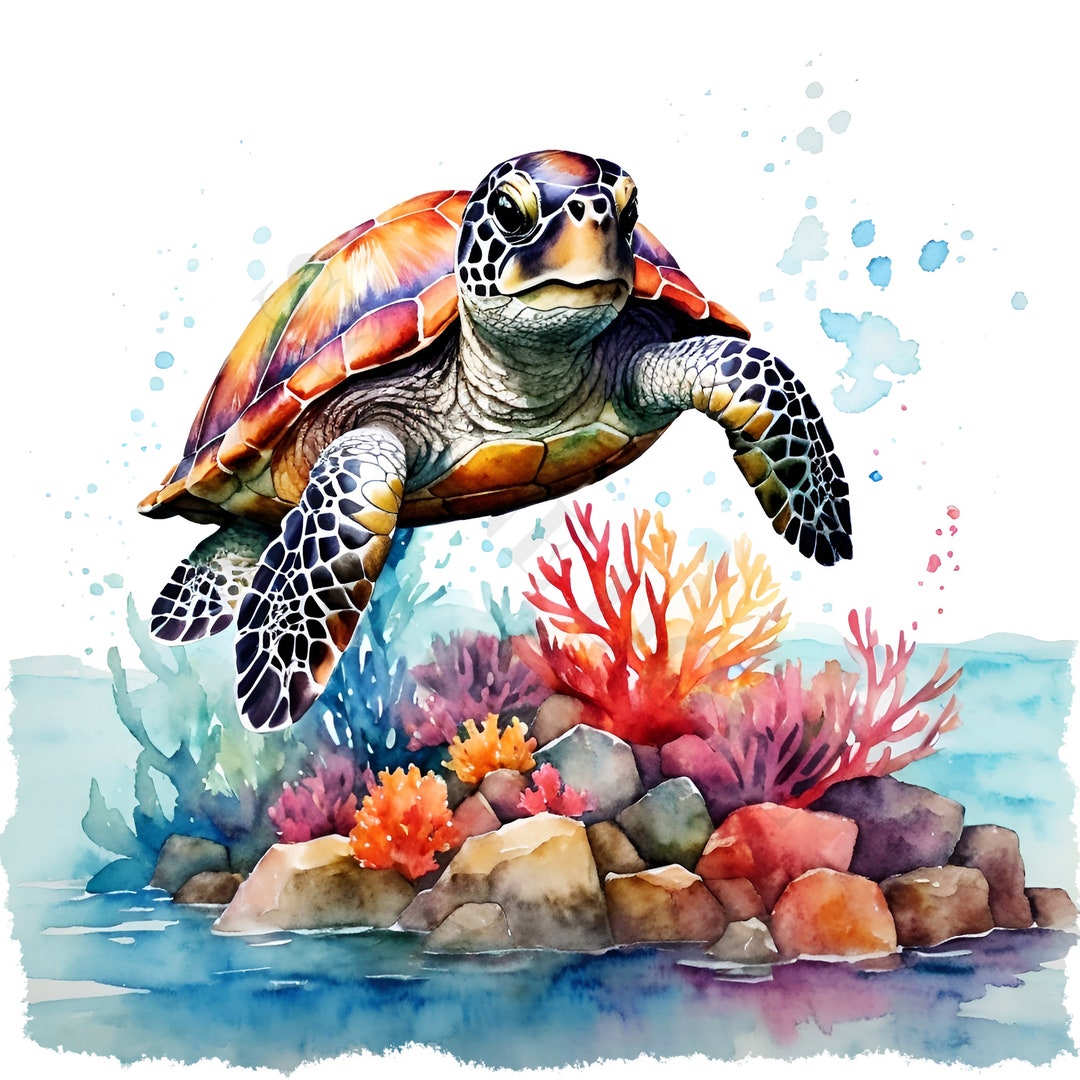 Sea Turtle Clipart - 12 High Quality Pngs, Digital Download, Card ...