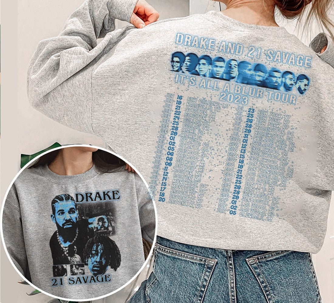 Vintage Drake 21 Savage Tour Rescheduled Shirt, Drake It's All A Blur ...