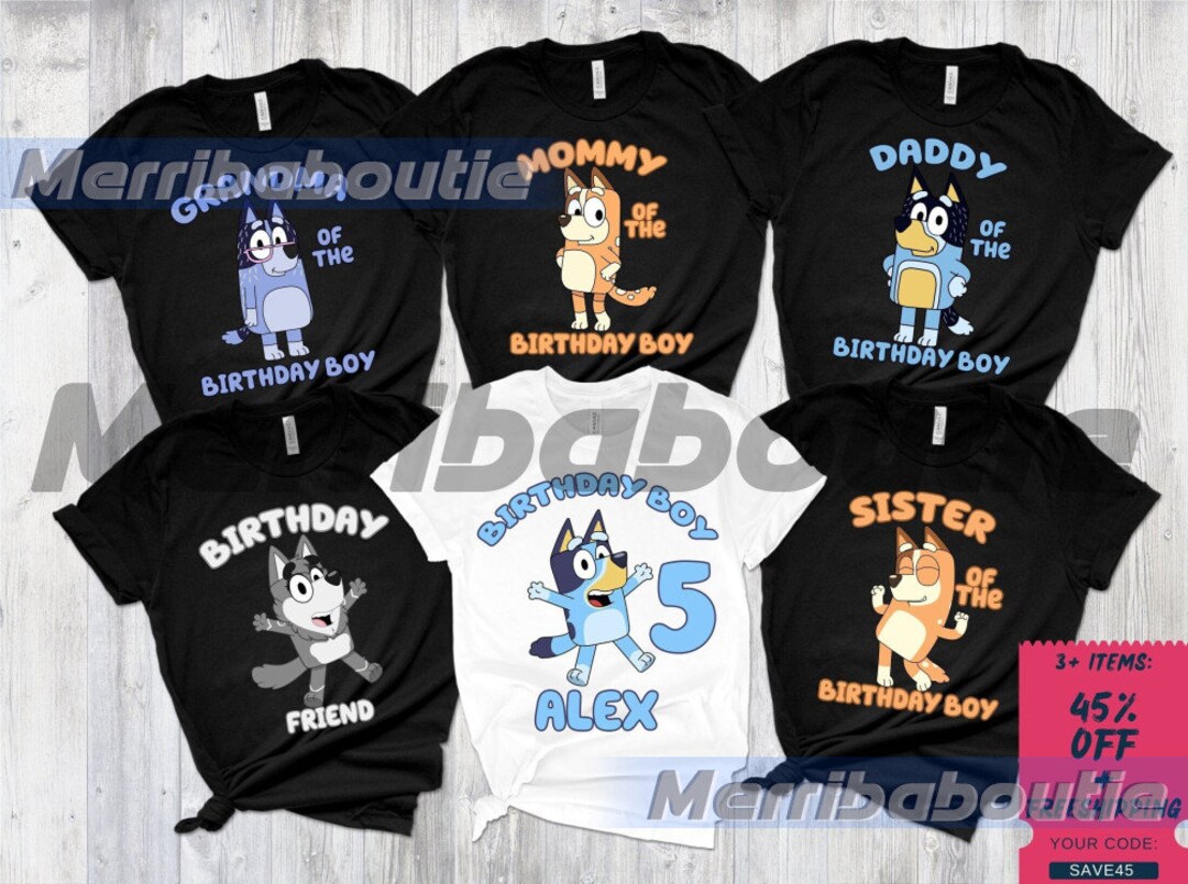 Custom All Bluey Character Family Birthday T-shirt Family - Etsy