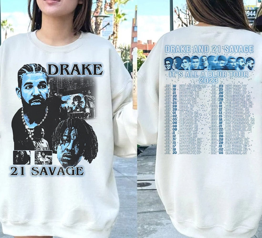 Vintage Drake 21 Savage Tour Rescheduled Shirt, Drake It's All A Blur ...