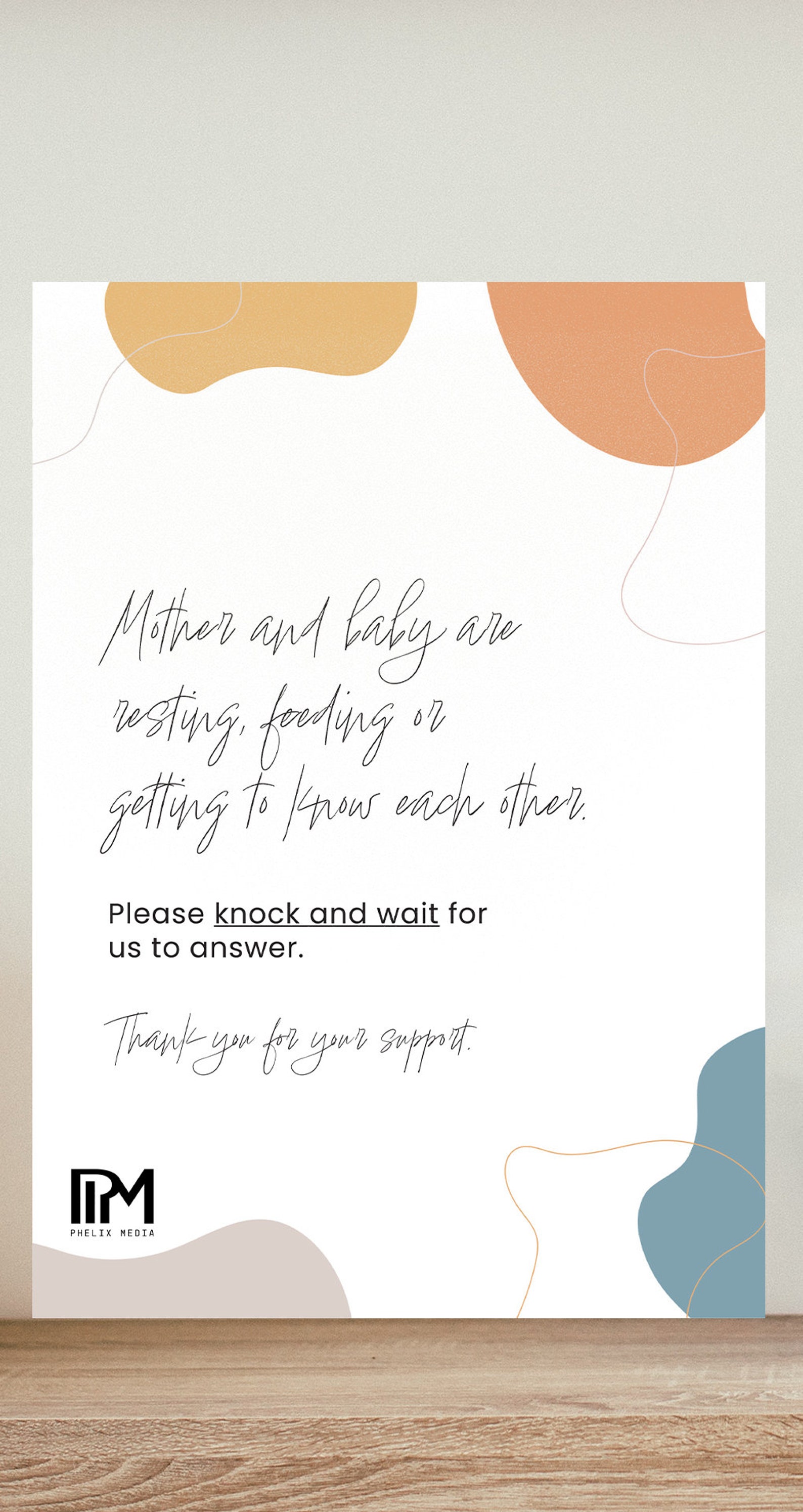 Hospital Door Signs Birthing Space / Welcome to Visitors for New Baby ...